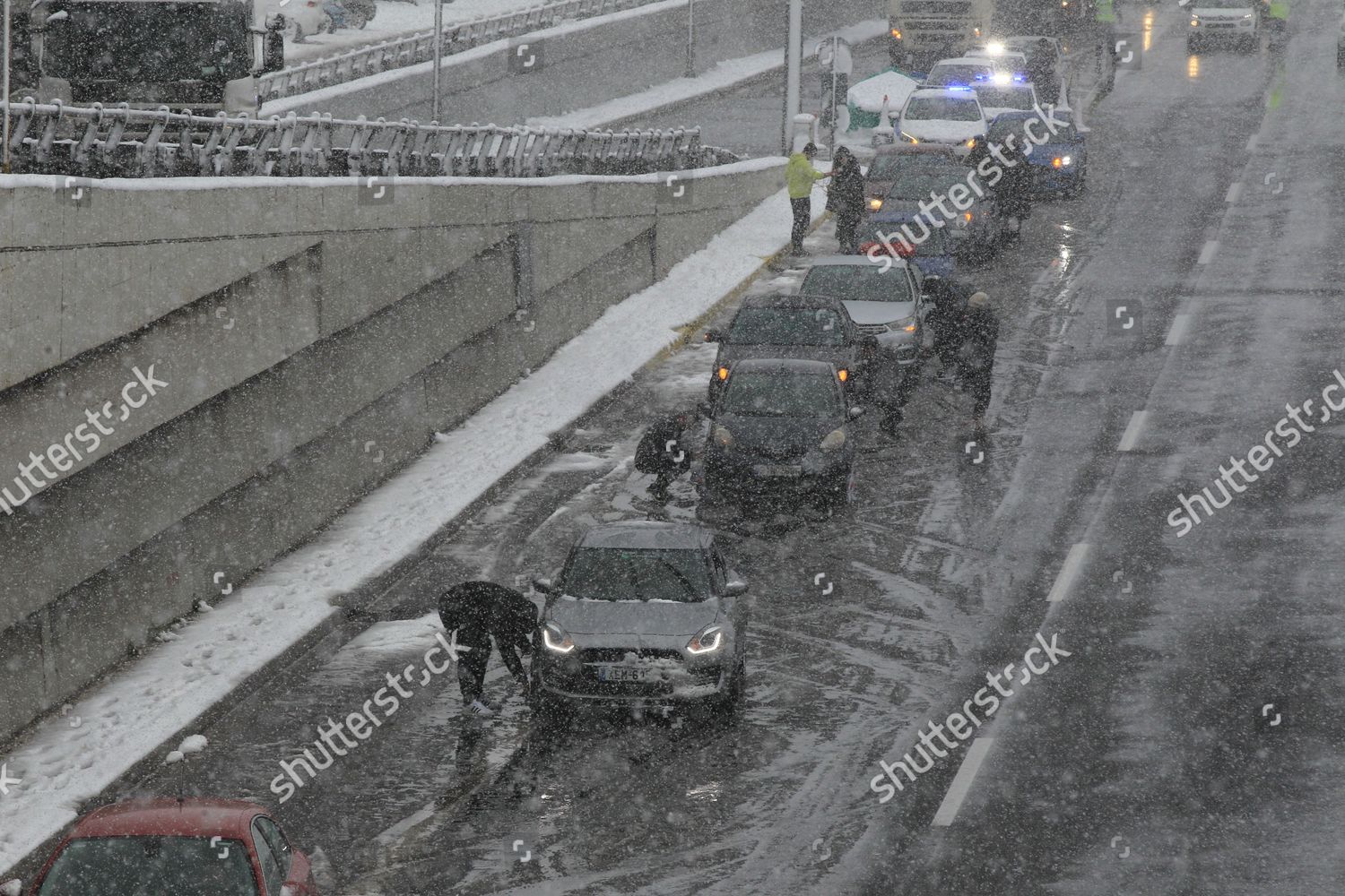 Drivers Put Chains On Their Cars Editorial Stock Photo - Stock Image ...
