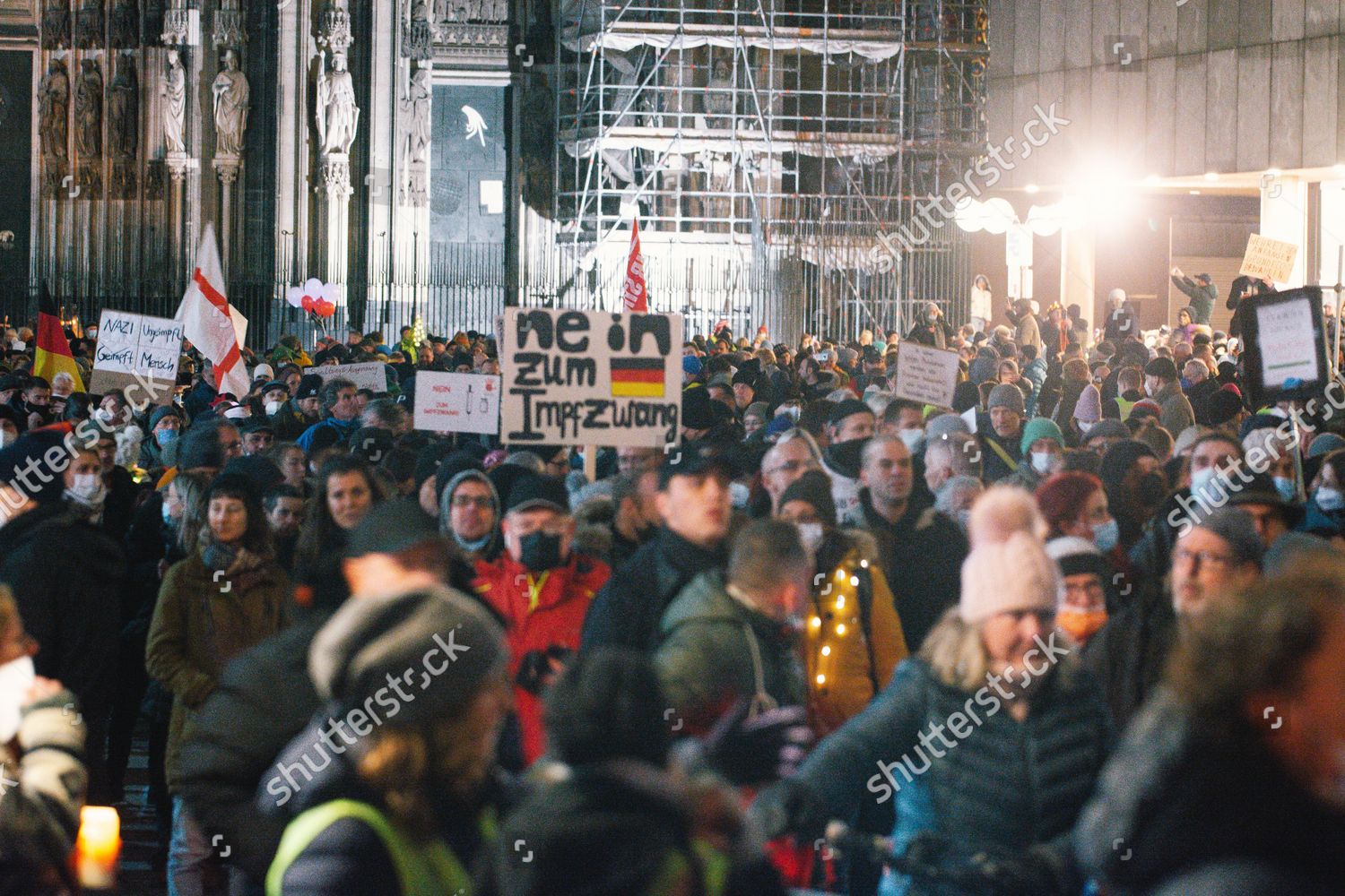 Crowd Protesters Seen Front Dom Cathedral Editorial Stock Photo - Stock ...