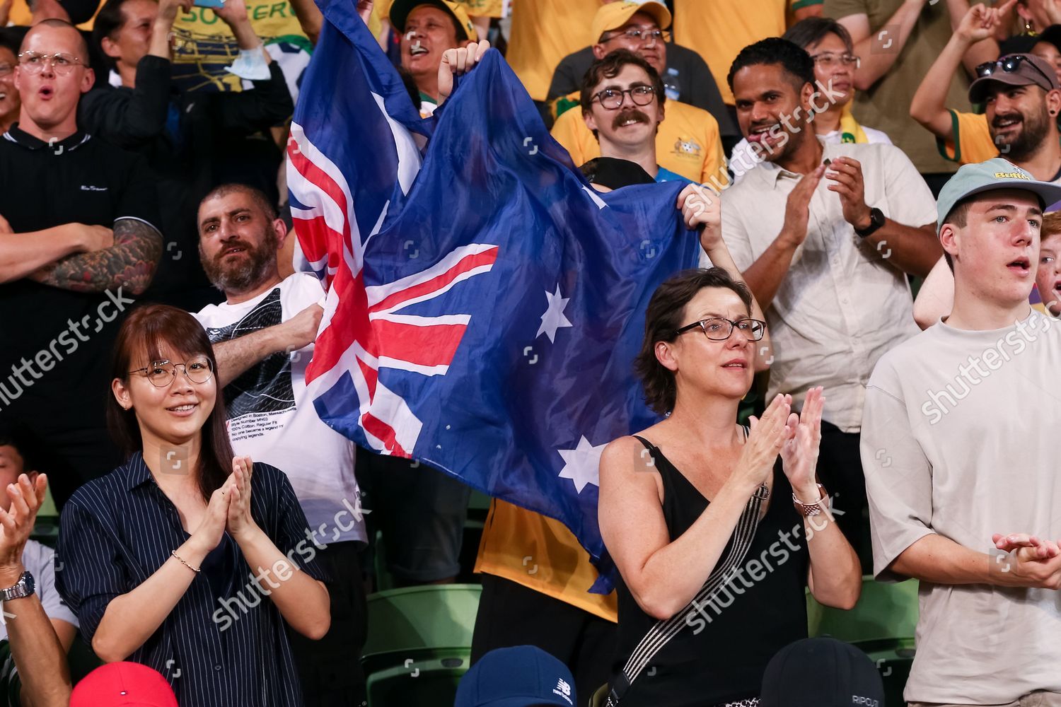 Socceroos Fans Cheer Aussie Flags During Editorial Stock Photo - Stock ...
