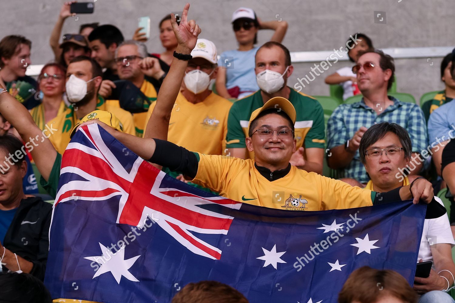 Socceroos Fans Fly Aussie Flag During Editorial Stock Photo - Stock ...