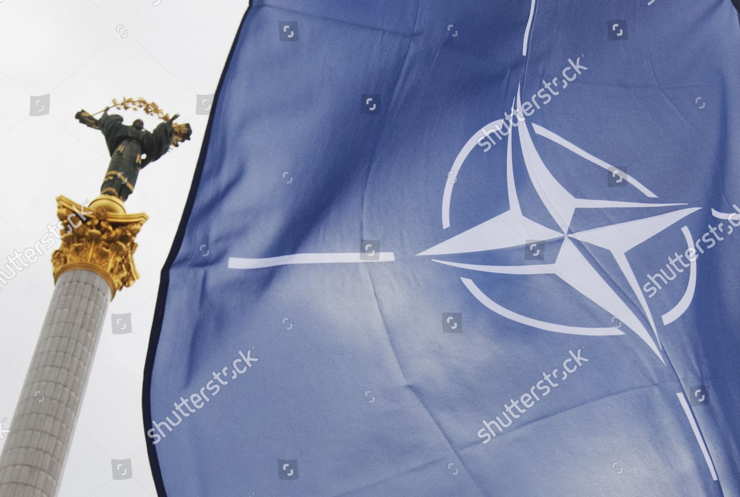 Nato Flag Flies Front Independence Monument Editorial Stock Photo ...