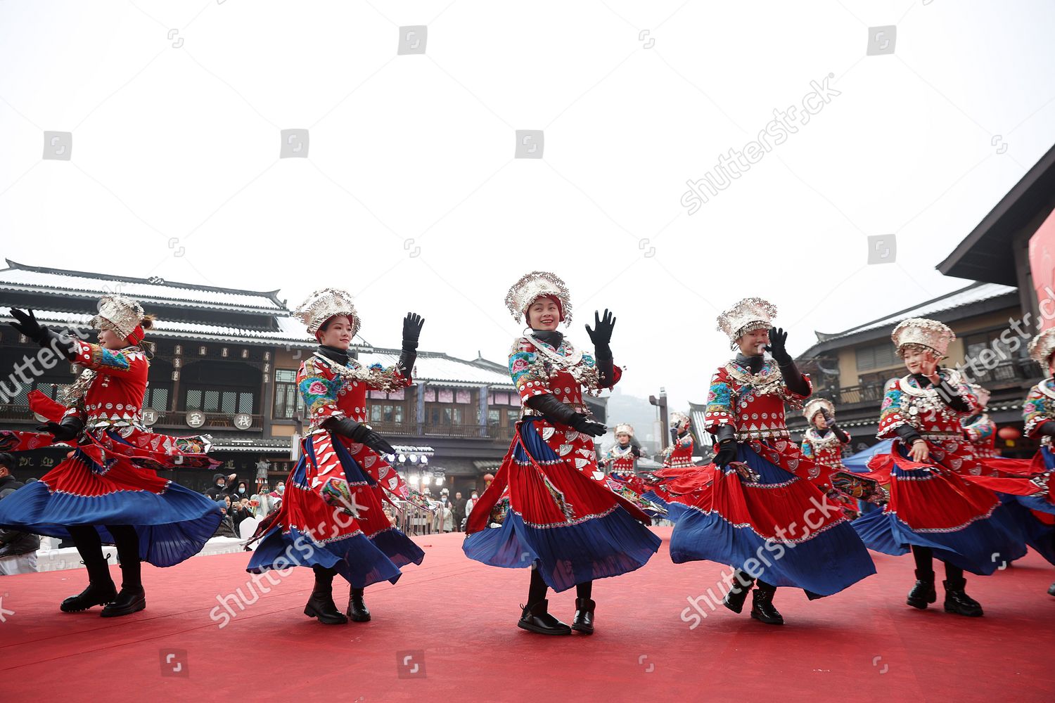 Villagers Wearing Traditional Costumes Perform Folk Editorial Stock ...
