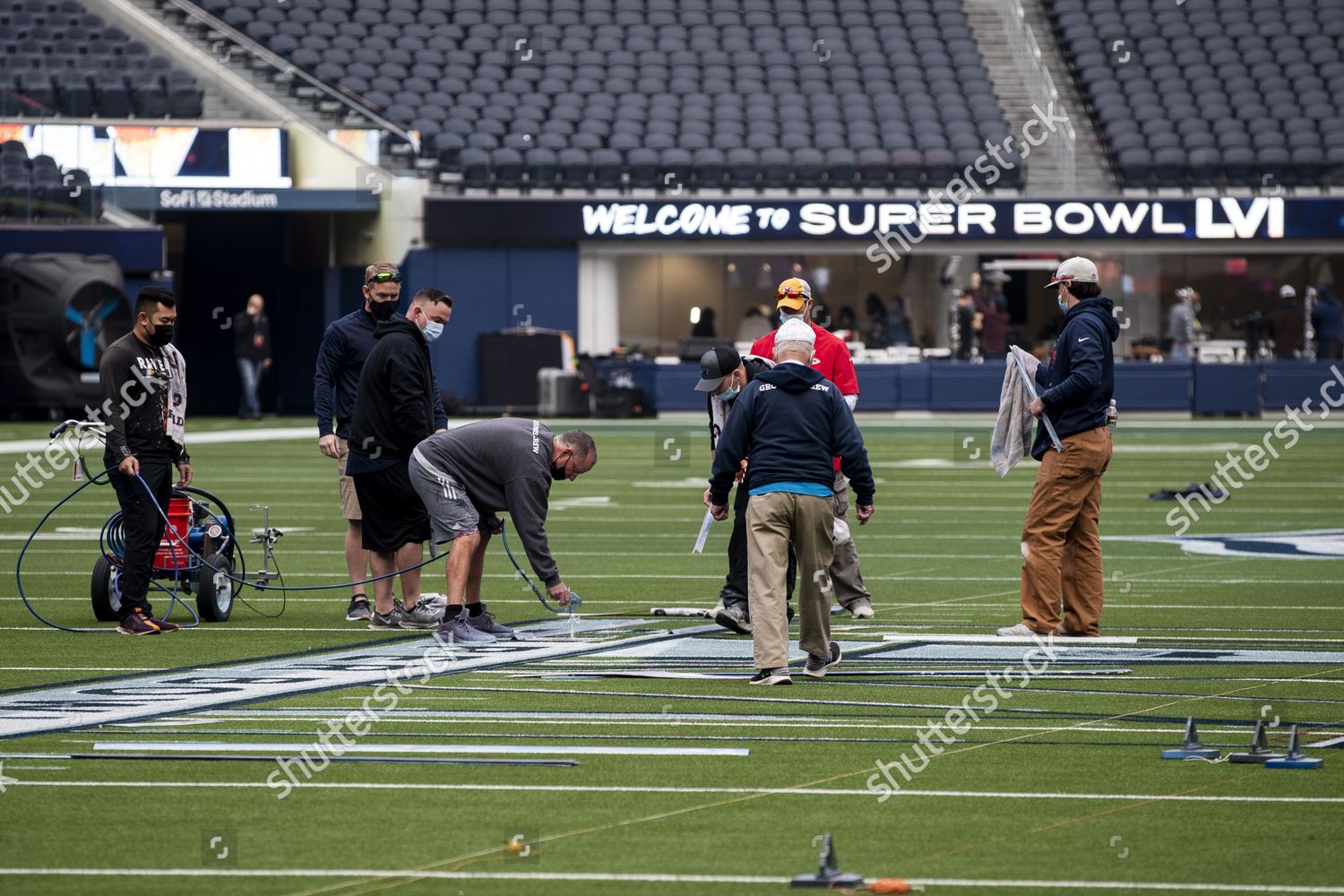 Crews Work On Field Sofi Stadium Editorial Stock Photo - Stock Image ...