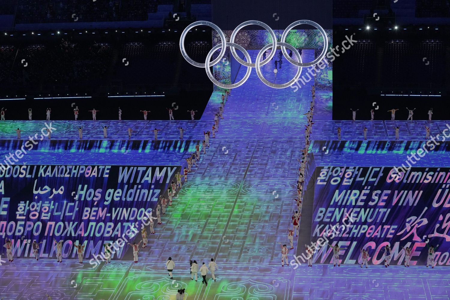 Welcome Messages Dozens Languages Projected Olympic Editorial Stock ...