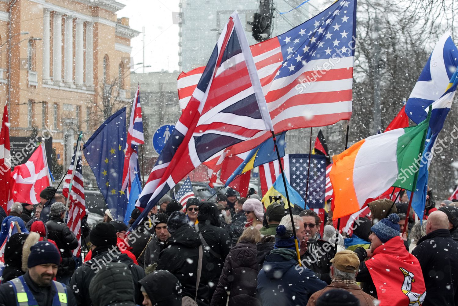 Foreign Citizens March Flags They Take Editorial Stock Photo - Stock ...