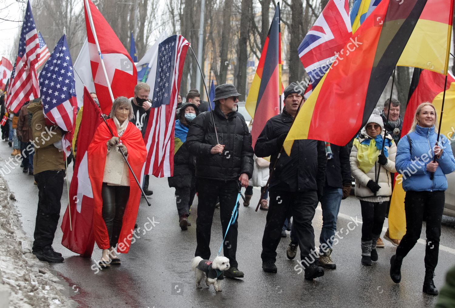 Foreign Citizens March Flags They Take Editorial Stock Photo - Stock ...