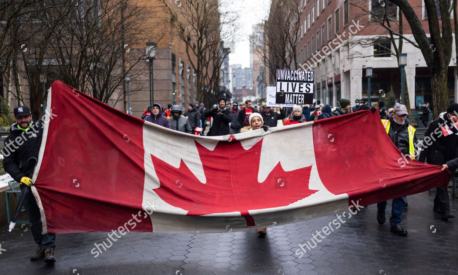 People Carry Canadian Flag Way Show Editorial Stock Photo - Stock Image ...