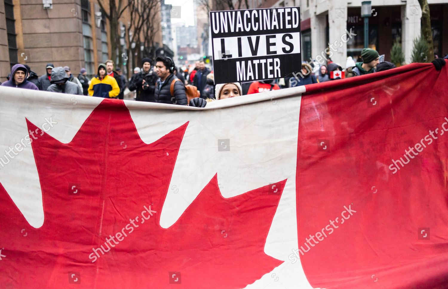 People Carry Canadian Flag Way Show Editorial Stock Photo - Stock Image ...