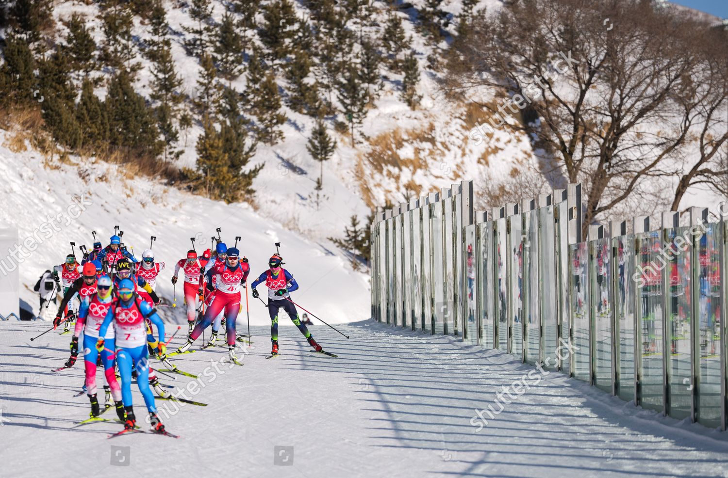 Athletes Compete During Biathlon Womens 4x6km Editorial Stock Photo ...