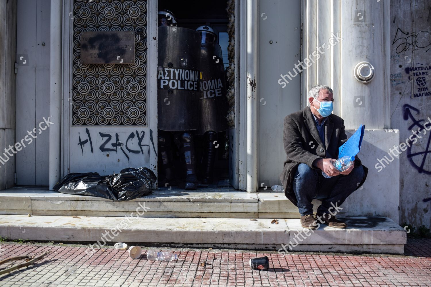 Unionist Sits On Stairs Front Riot Editorial Stock Photo - Stock Image ...