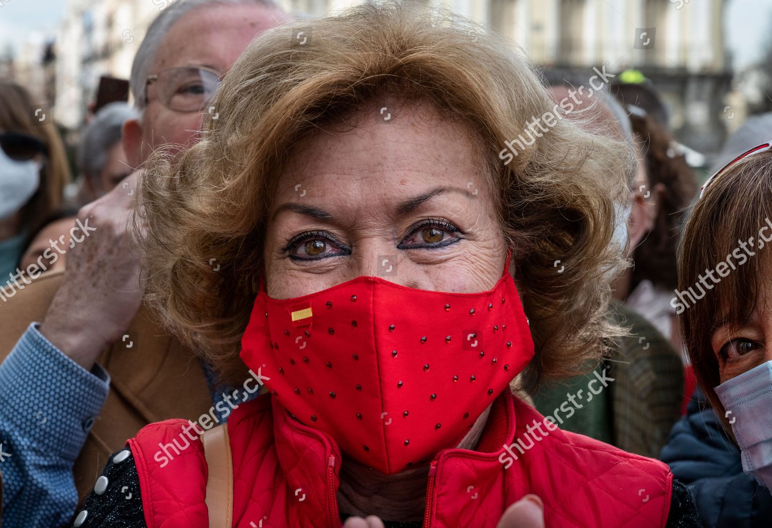 Woman Wearing Red Face Mask Spanish Editorial Stock Photo - Stock Image ...