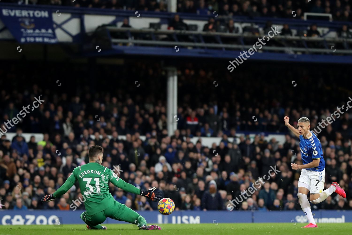 Manchester City Goalkeeper Ederson Saves Shot Editorial Stock Photo ...