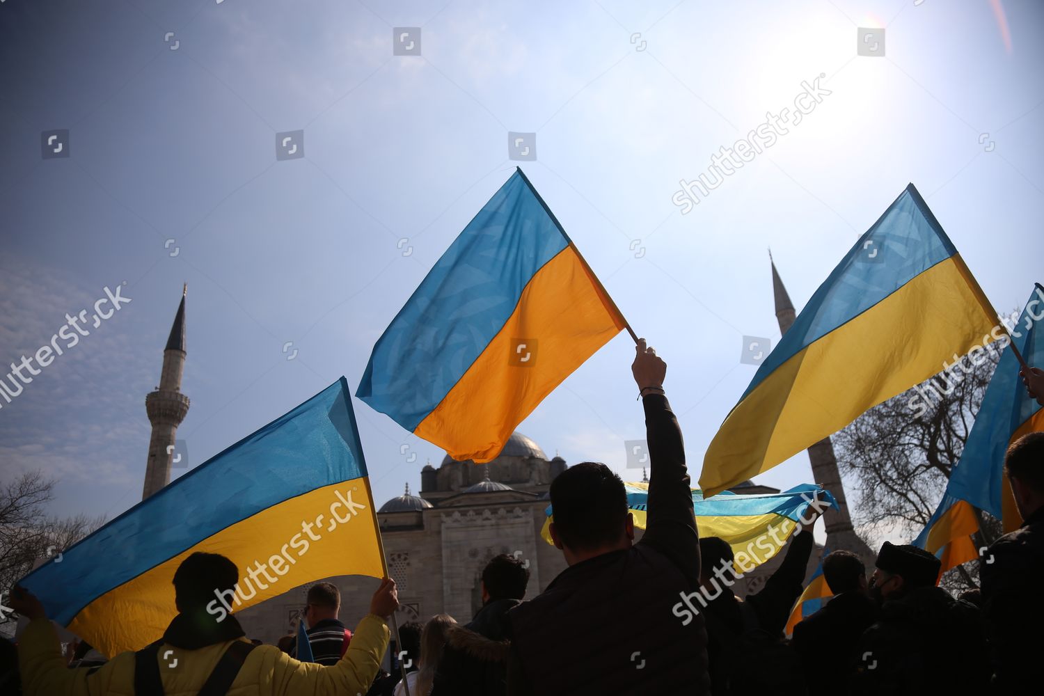 Protesters Chant Slogans While Holding Ukrainian Editorial Stock Photo ...