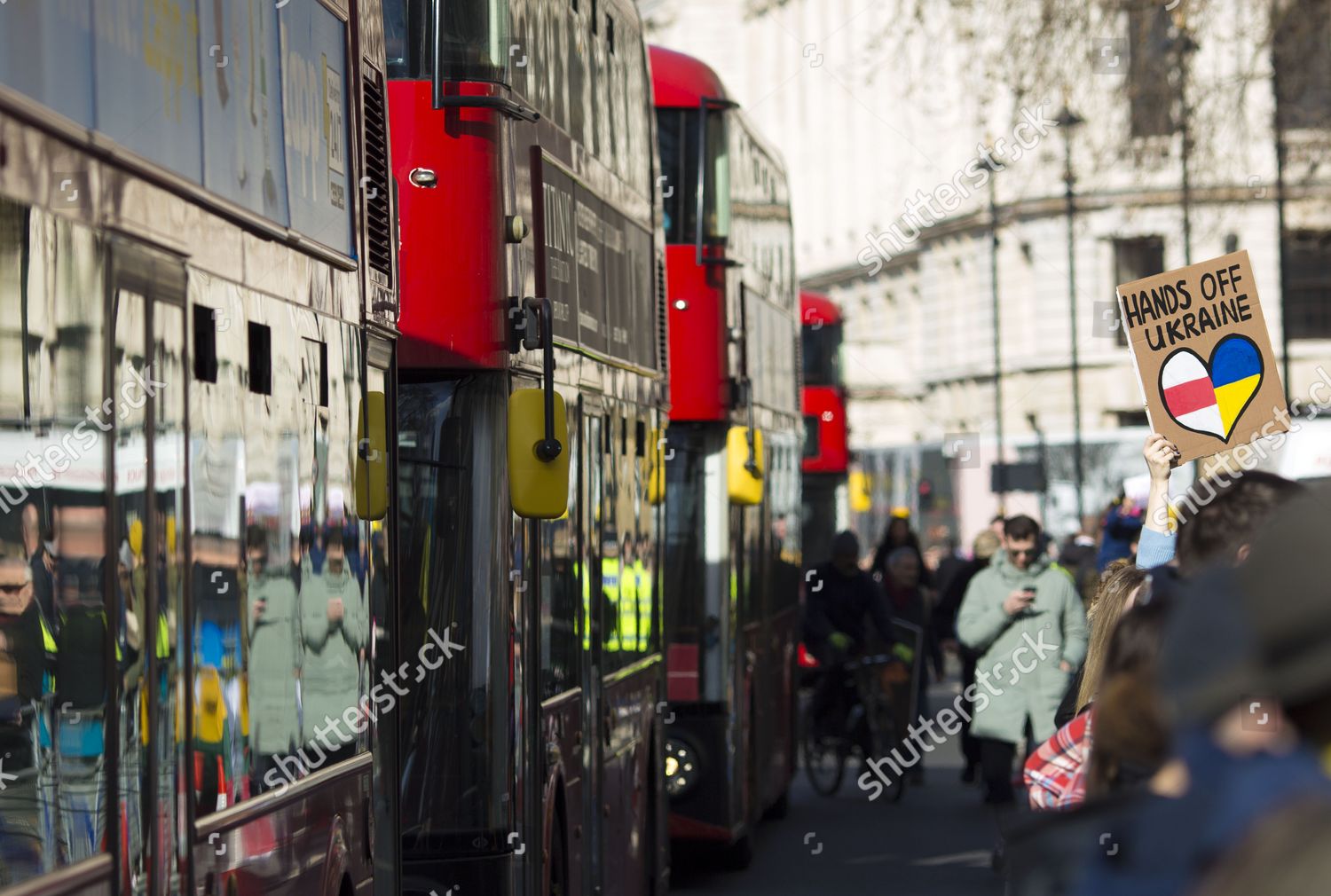 Participants Holding Placards Reflected Window Doubledecker Editorial ...