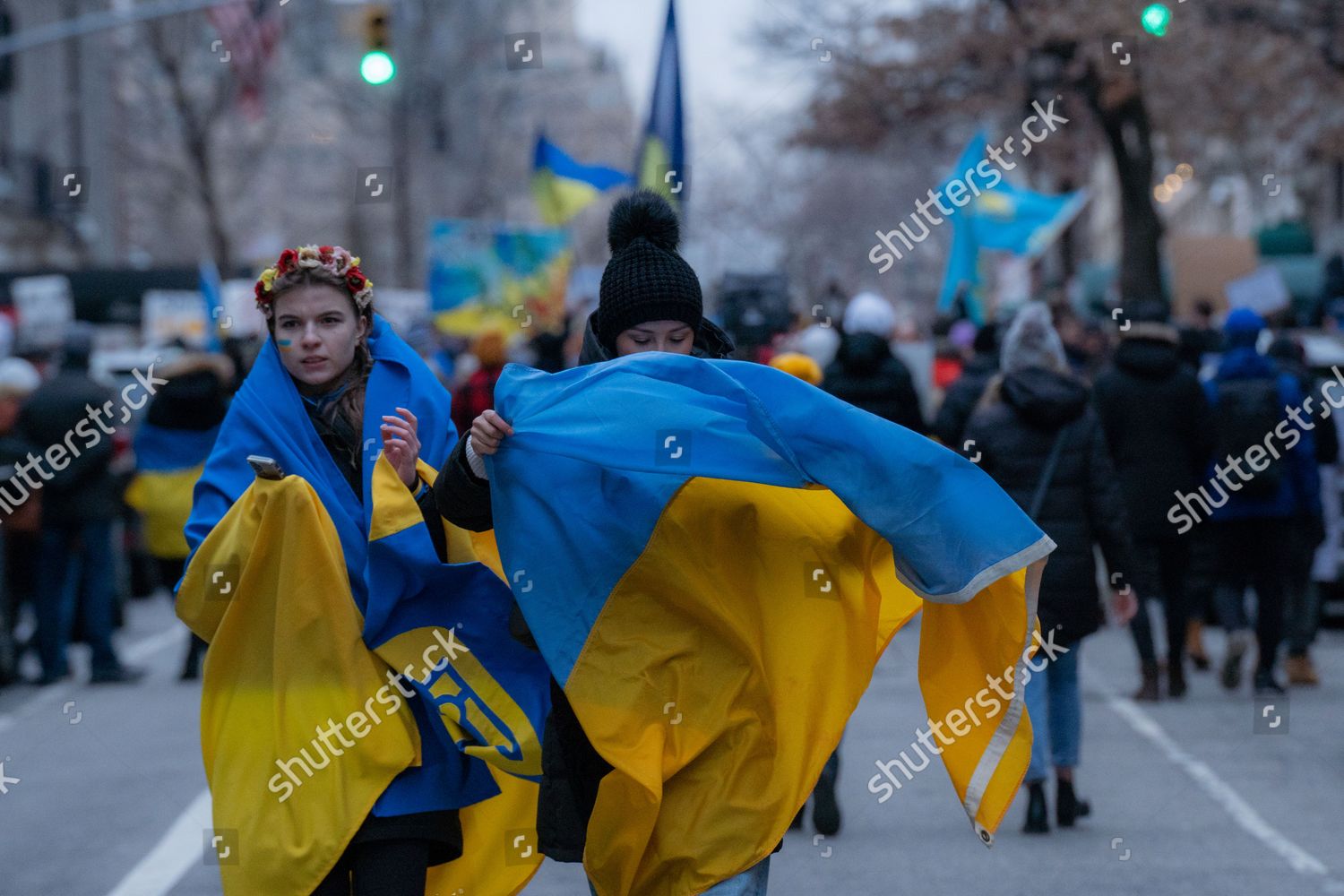 Ukrainian Demonstrators Gather Times Square New Editorial Stock Photo ...
