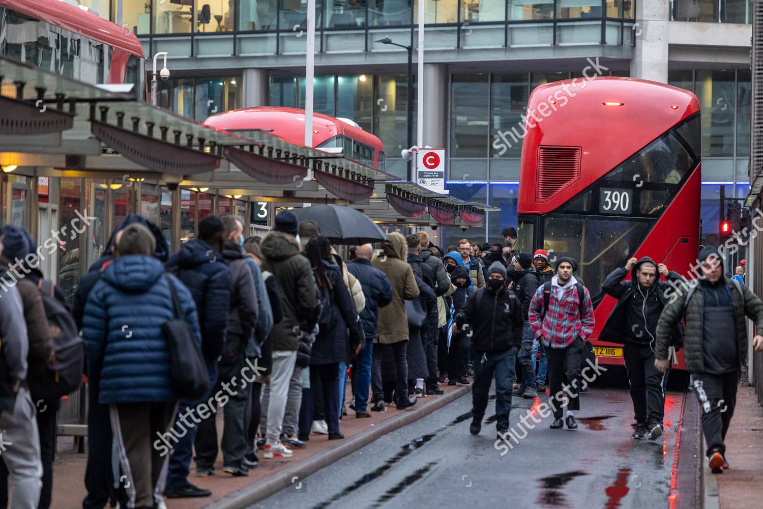 Large Queues Formed Bus Stops Victoria Editorial Stock Photo - Stock ...