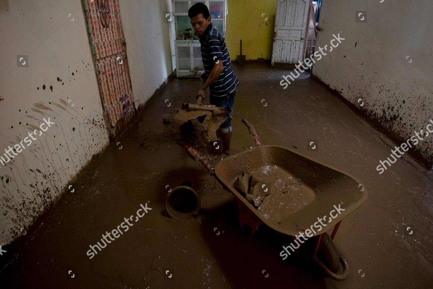 Man Cleans Mud His House After Editorial Stock Photo - Stock Image ...