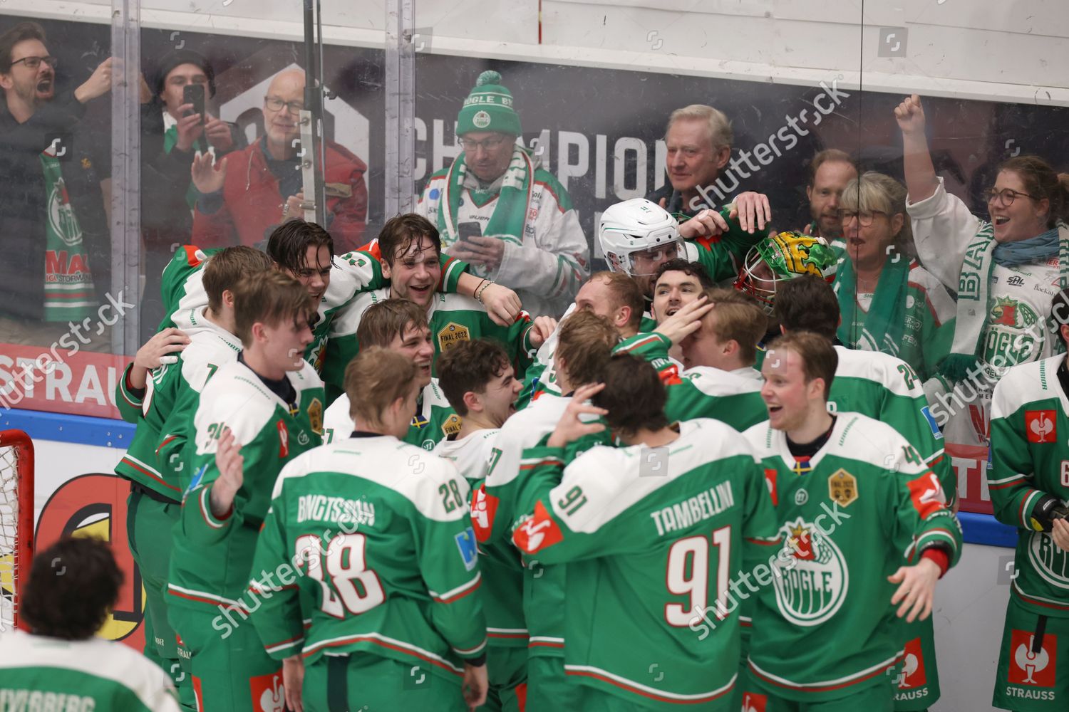 Rogle Players Celebrate Winning Champions Hockey Editorial Stock Photo ...