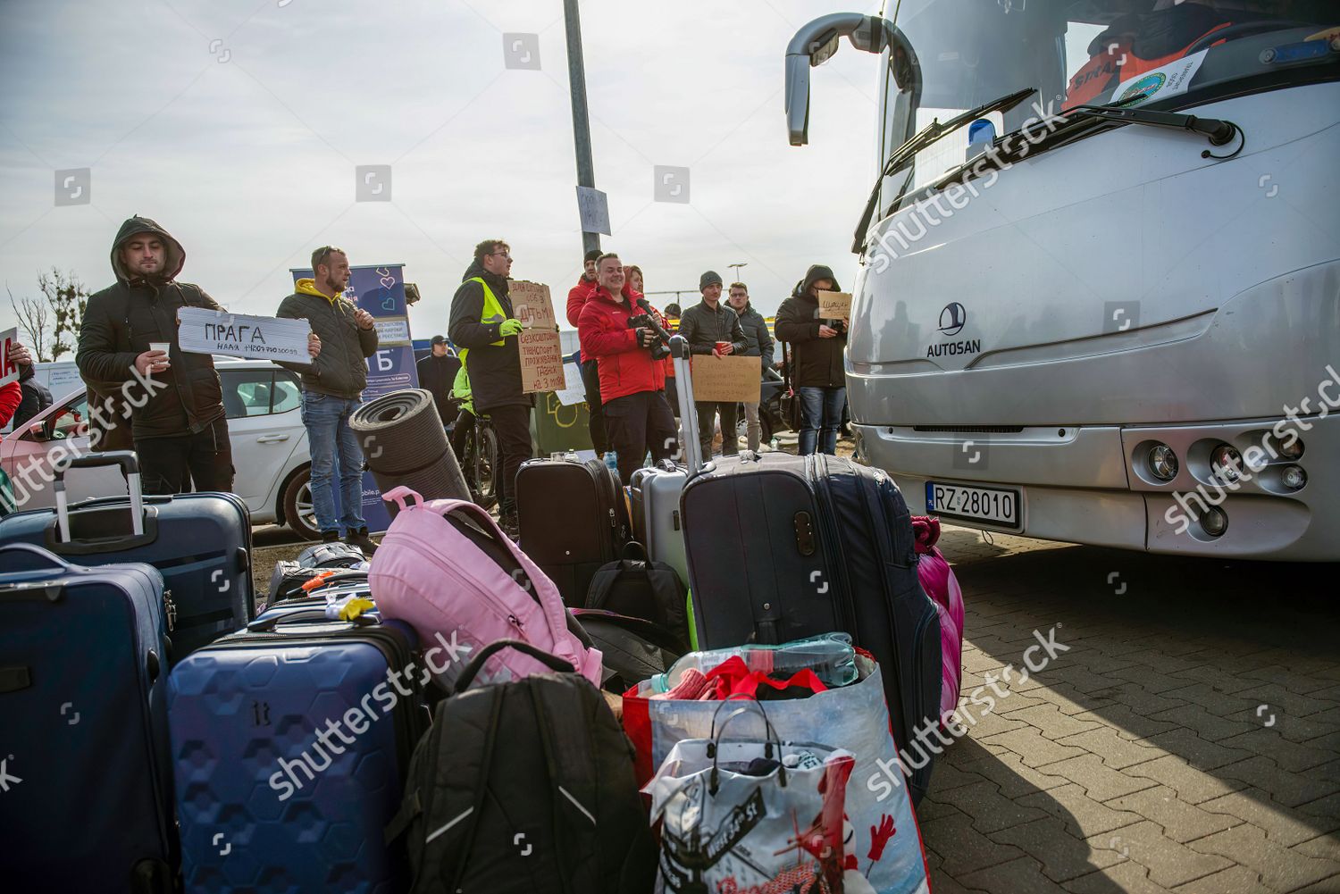 Ukrainian Refugees Arrived Coach Temporary Bus Editorial Stock Photo ...