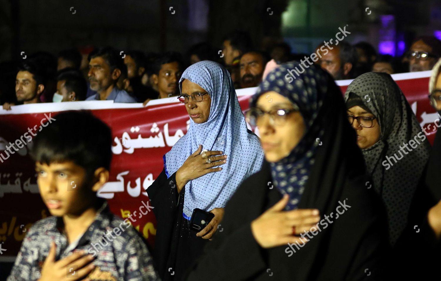 Pakistani Shiite Muslims Carry Banner During Editorial Stock Photo ...