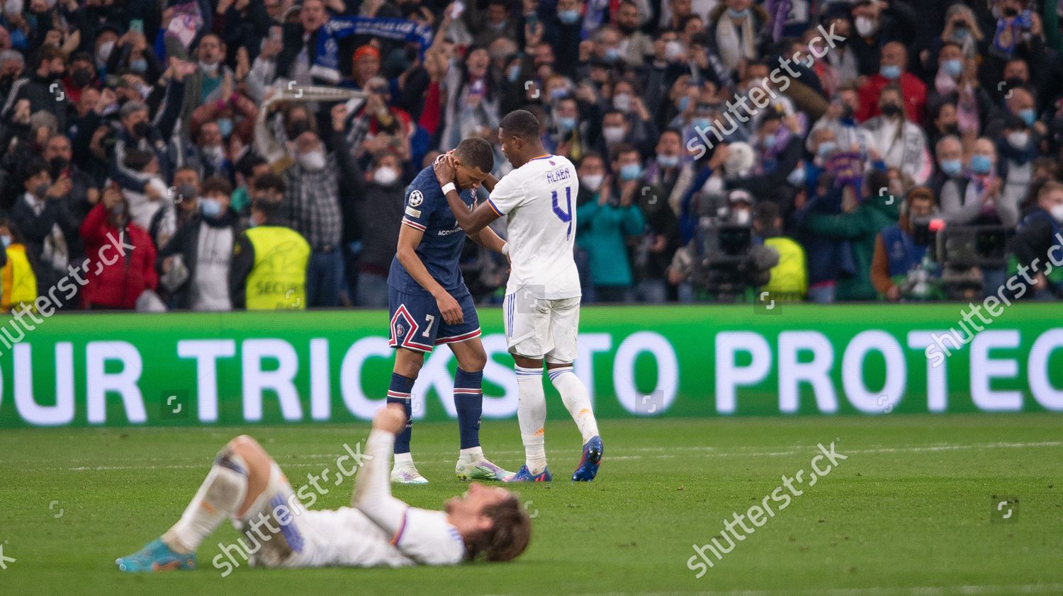 Alaba Madrid Comforting Mbappe Psg Hug Editorial Stock Photo - Stock ...