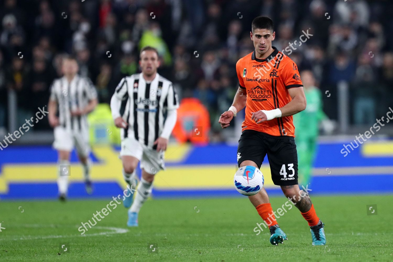 Dimitris Nikolaou Spezia Calcio Controls Ball Editorial Stock Photo ...