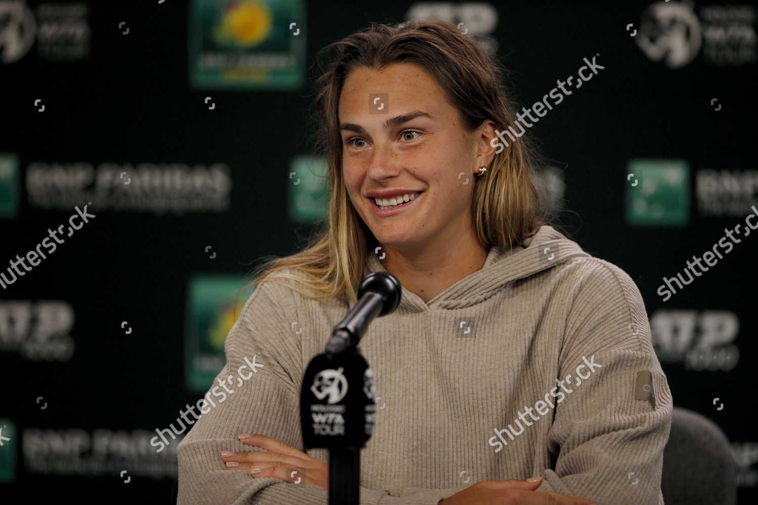 Aryna Sabalenka Belarus Smiles During Press Editorial Stock Photo ...
