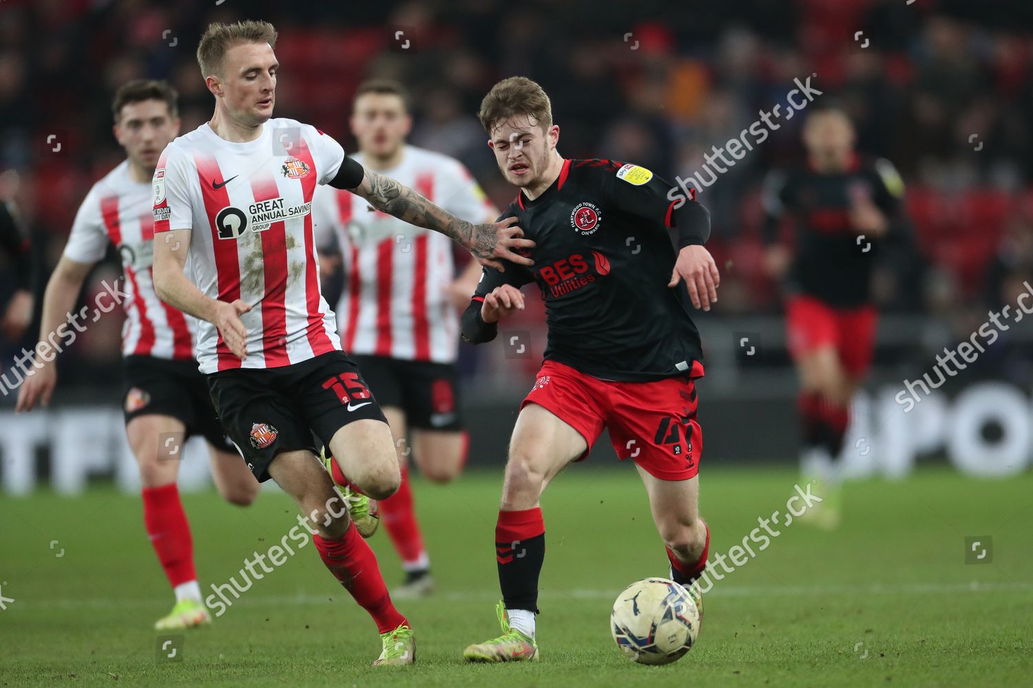 Fleetwood Towns Cian Hayes Battles Possession Editorial Stock Photo ...