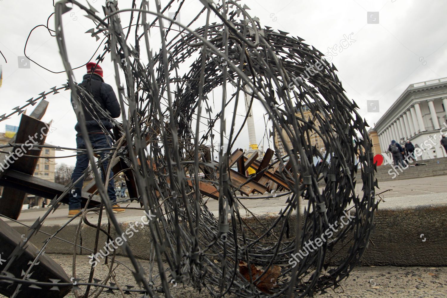 Barbed Wire Reel Seen Maidan Nezalezhnosti Editorial Stock Photo ...