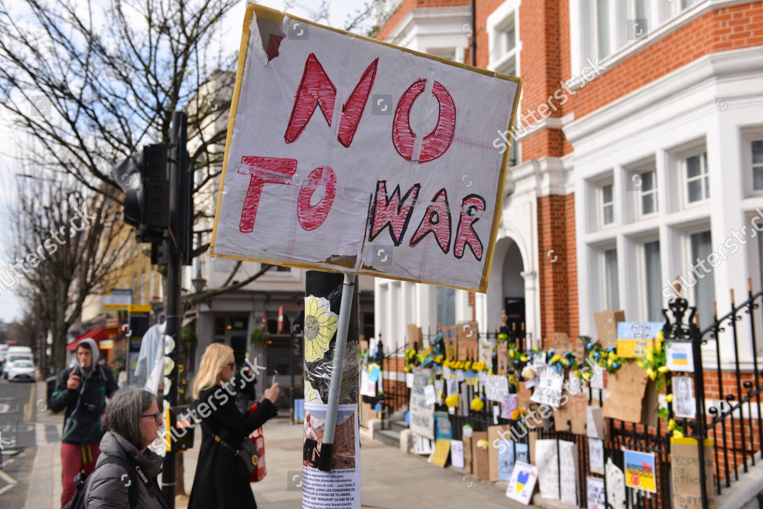 Antiputin Antiwar Placards Displayed Opposite Russian Editorial Stock ...