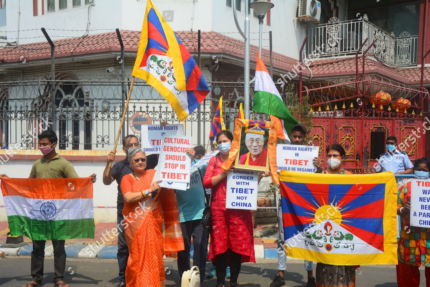 Tibetan Supporters Protest Demonstration Front Chinese Editorial Stock ...