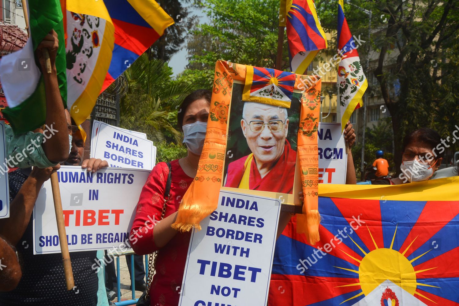 Tibetan Supporters Protest Demonstration Front Chinese Editorial Stock ...