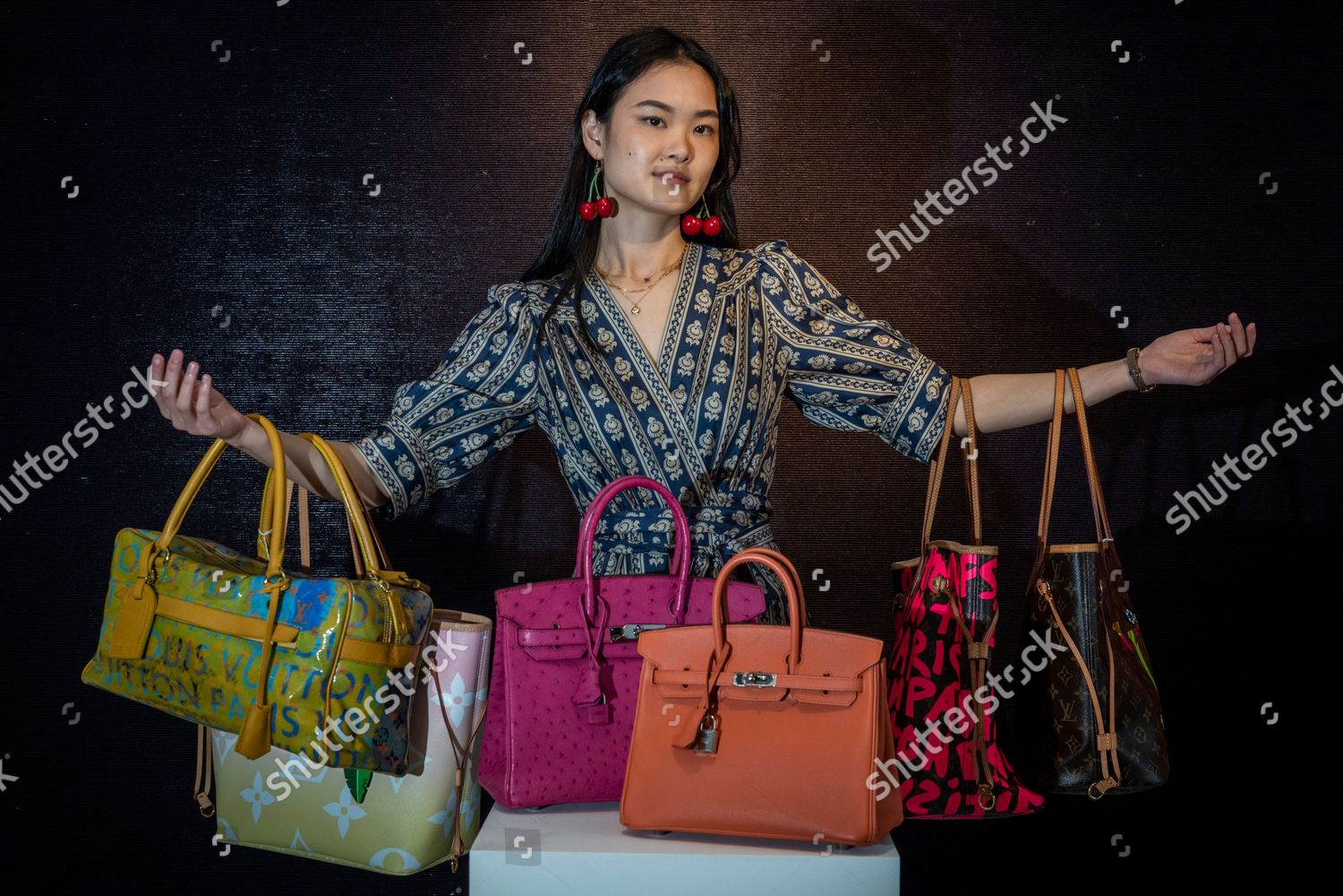 Staff Member Presents Variety Designer Handbags Editorial Stock Photo ...