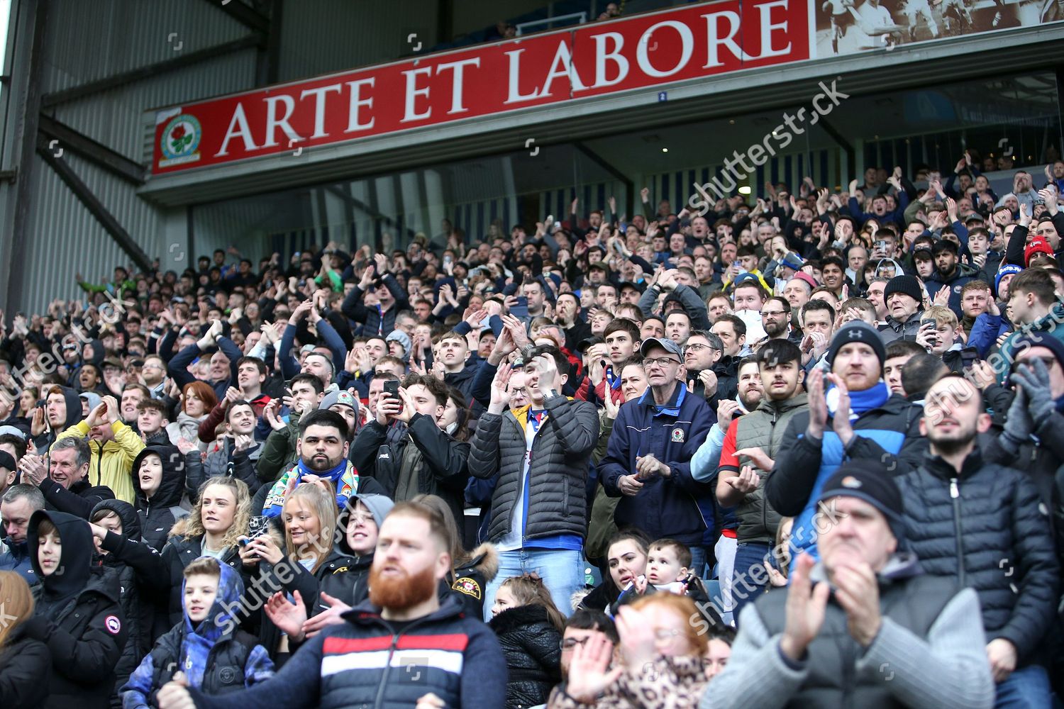 Blackburn Rovers Supporters Cheering On Their Editorial Stock Photo ...