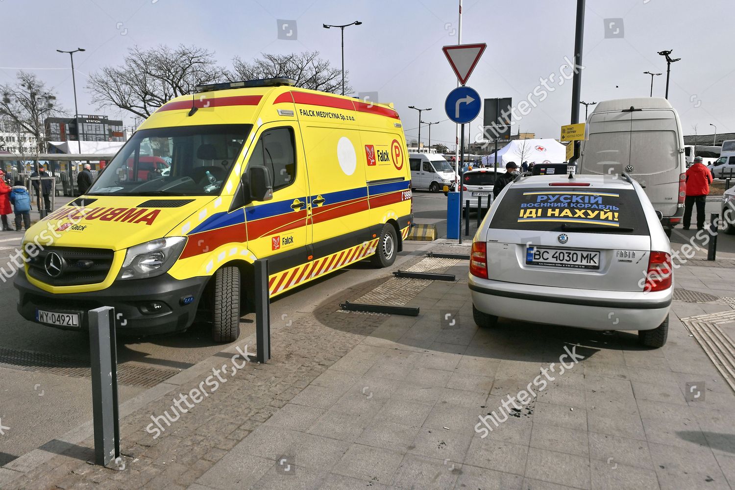 Polish Medical Ambulance Waits Front Railway Editorial Stock Photo ...