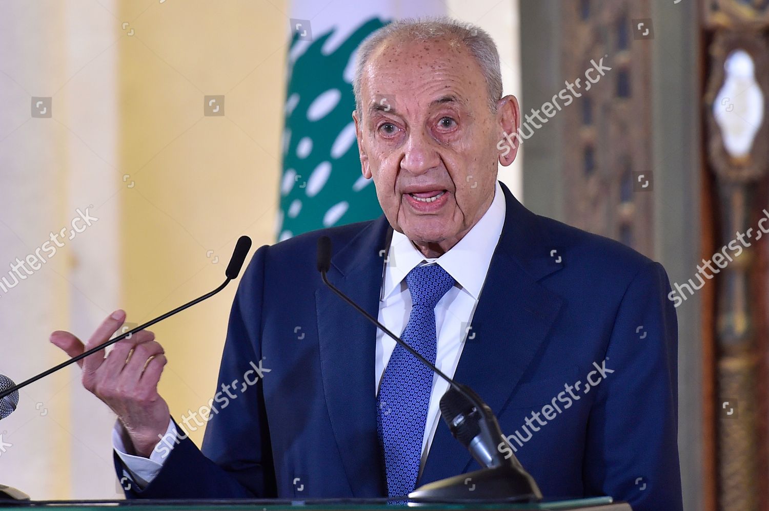 Lebanese Parliament Speaker Nabih Berri Speaks Editorial Stock Photo ...