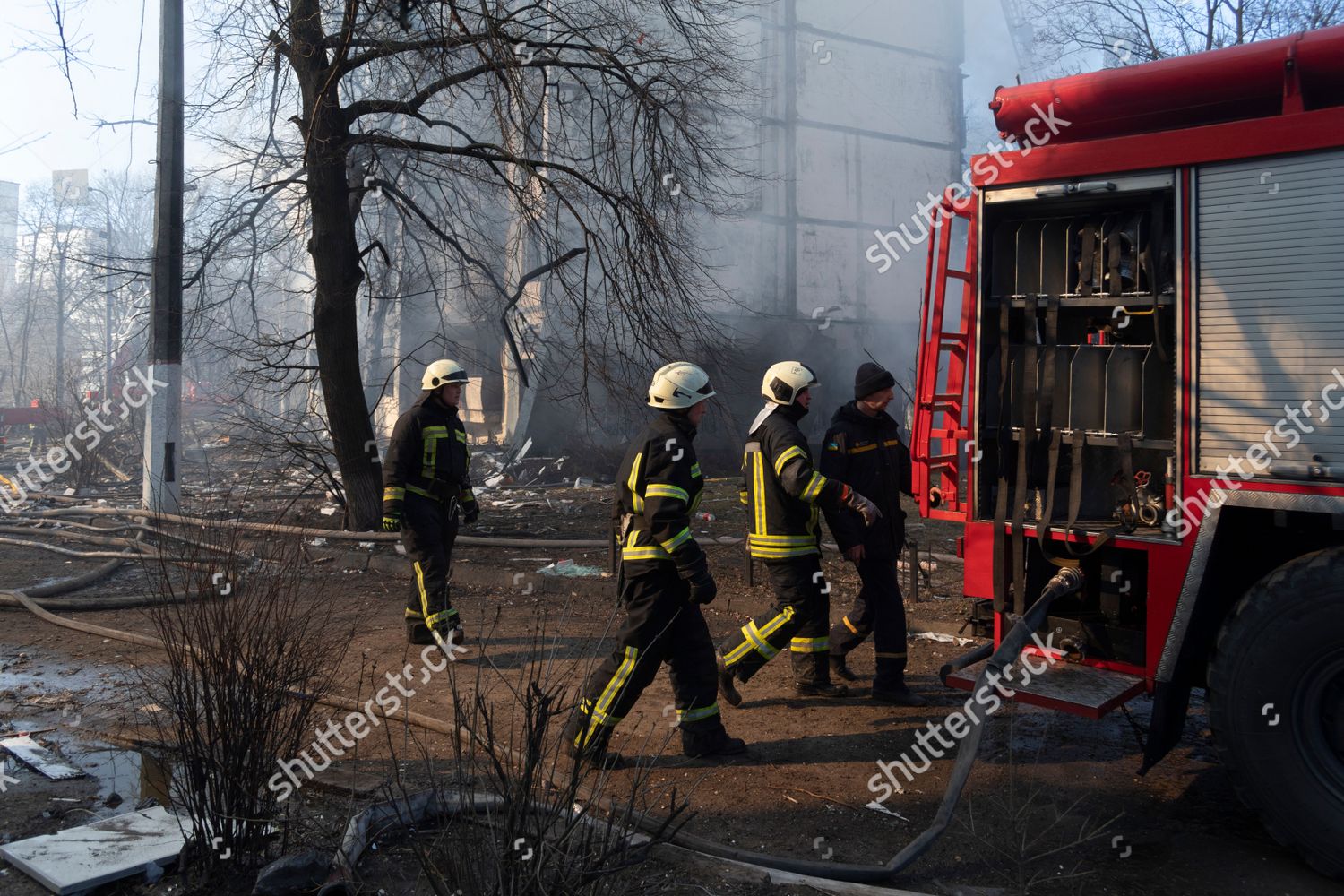 Firemen Extinguishing Fire Created By Russian Editorial Stock Photo ...