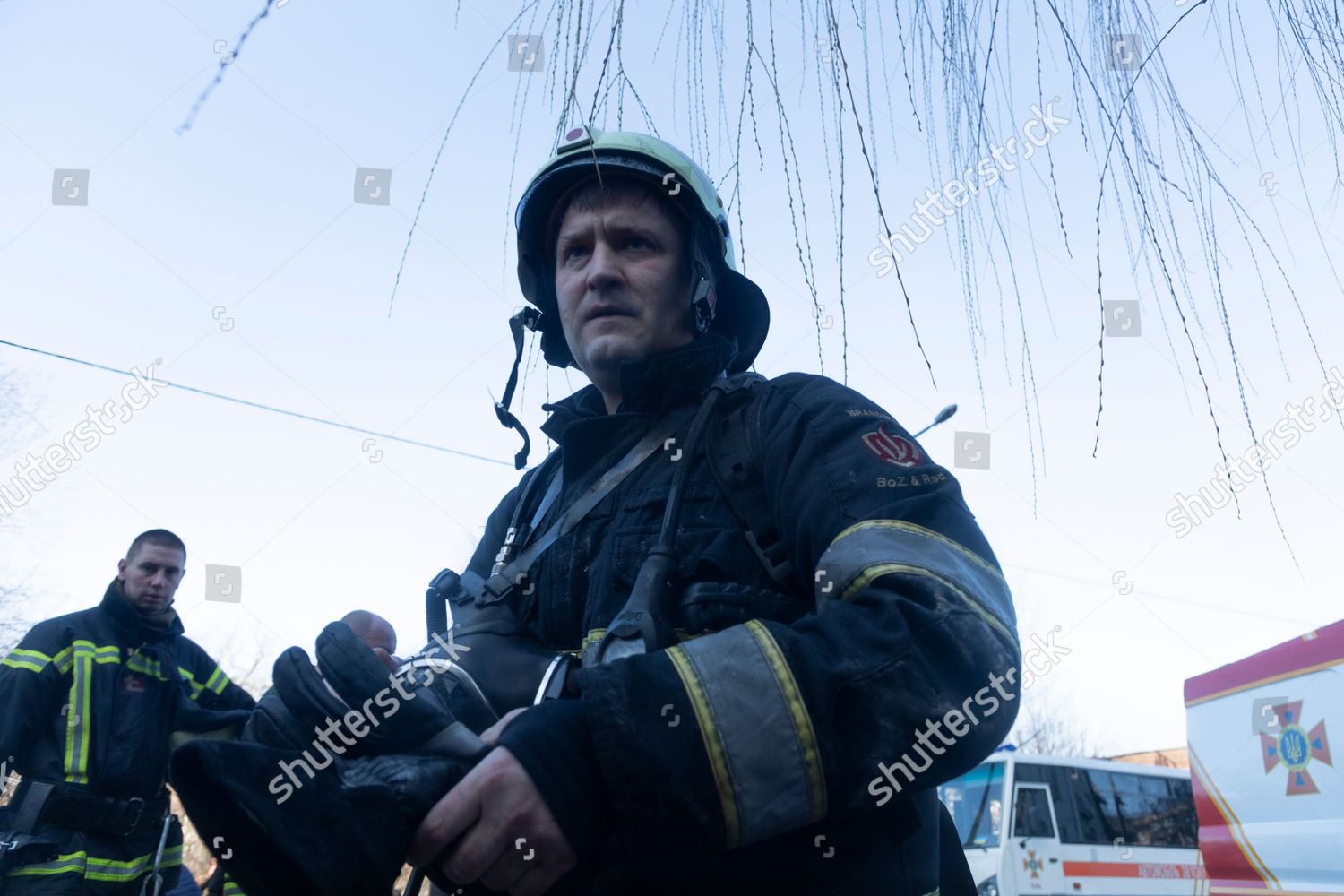 Firemen Extinguishing Fire Created By Russian Editorial Stock Photo ...