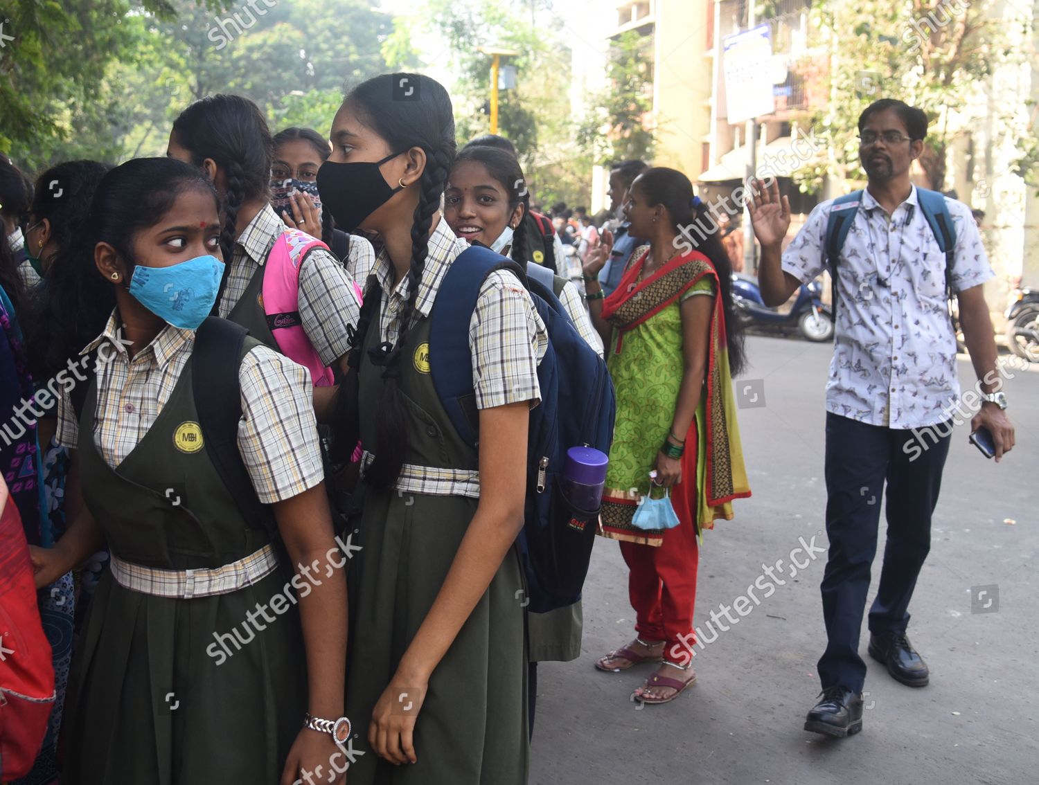 Students Wait Outside School Premises Appear Editorial Stock Photo ...