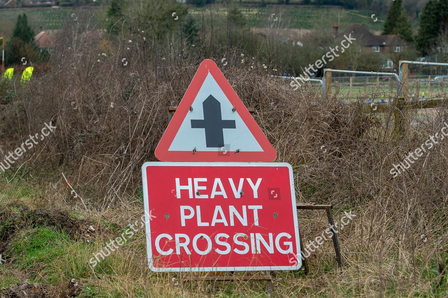 Heavy Plant Crossing Sign Outside Hs2 Editorial Stock Photo - Stock ...