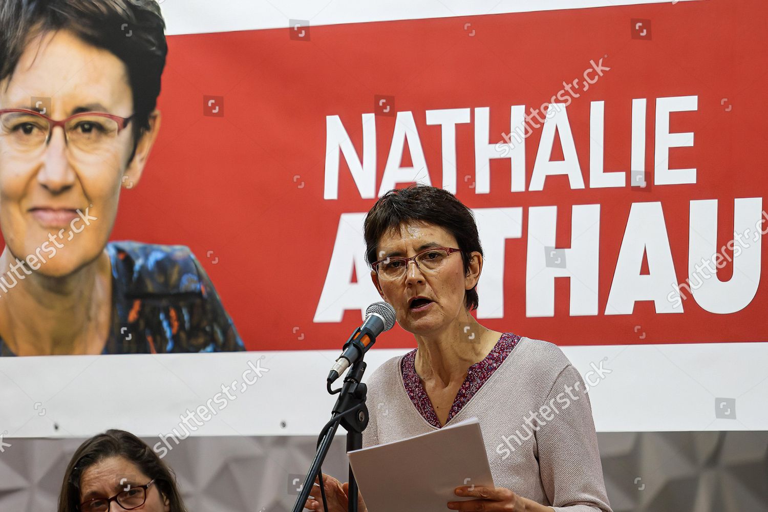 Nathalie Arthaud Seen On Stage Giving Editorial Stock Photo - Stock ...