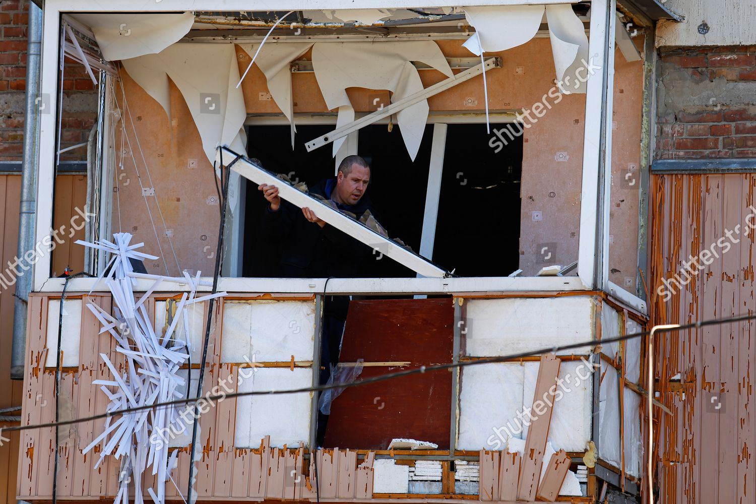 Man Seen On Balcony Destroyed Residential Editorial Stock Photo - Stock ...