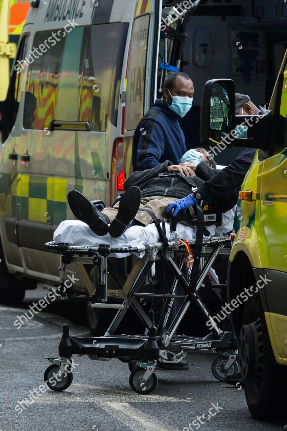 Paramedics Transport Patient Ambulance Outside Emergency Editorial ...