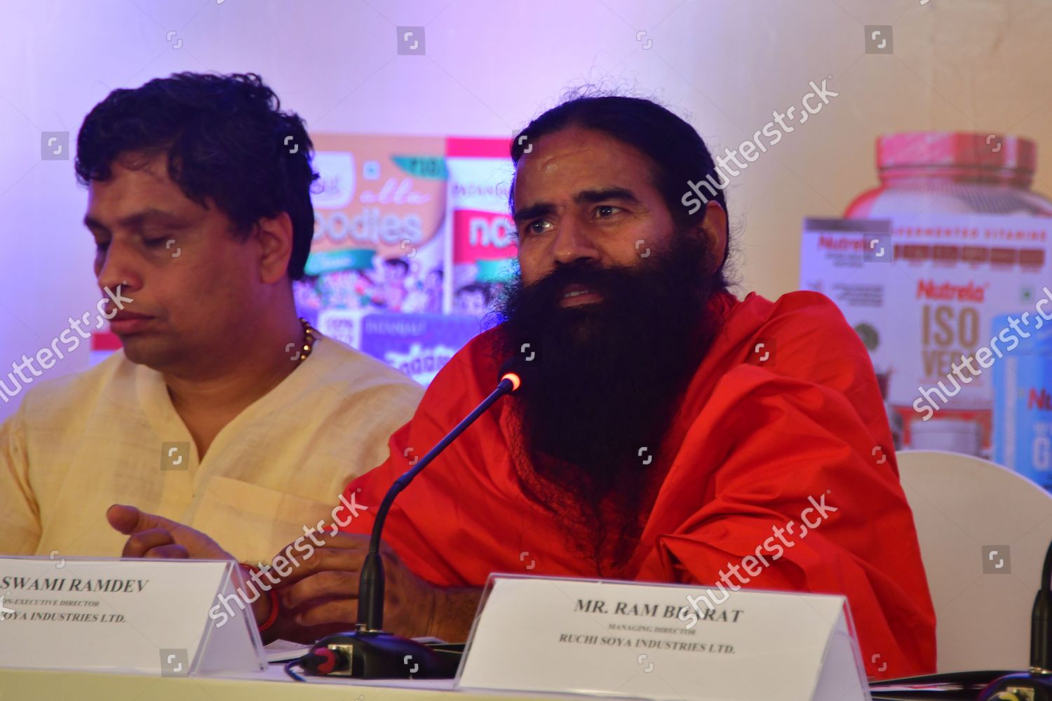Baba Ramdev Acharya Balkrishna During Announcement Editorial Stock ...