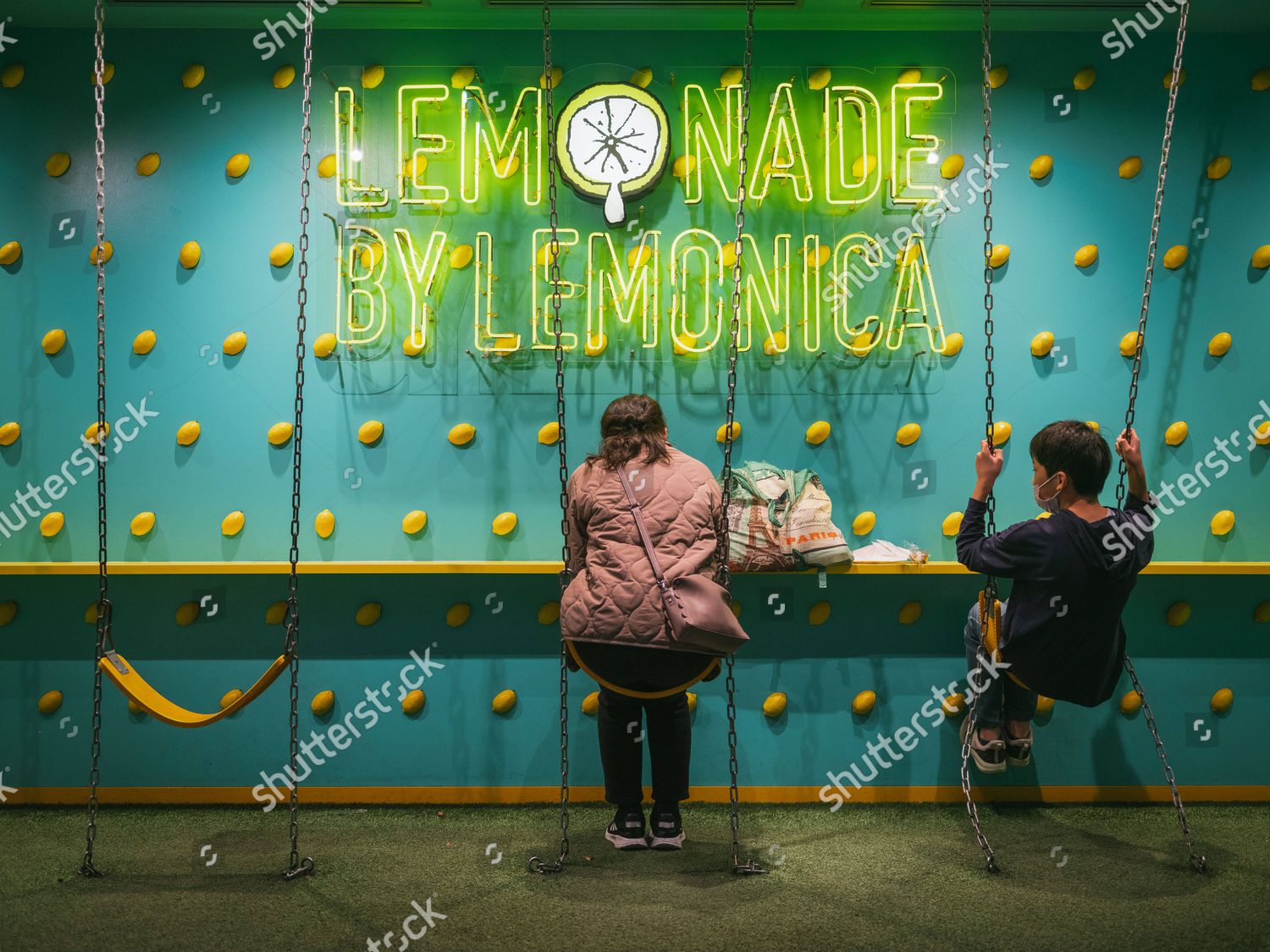 Lady Kid Swig Inside Drink Shop Editorial Stock Photo - Stock Image ...