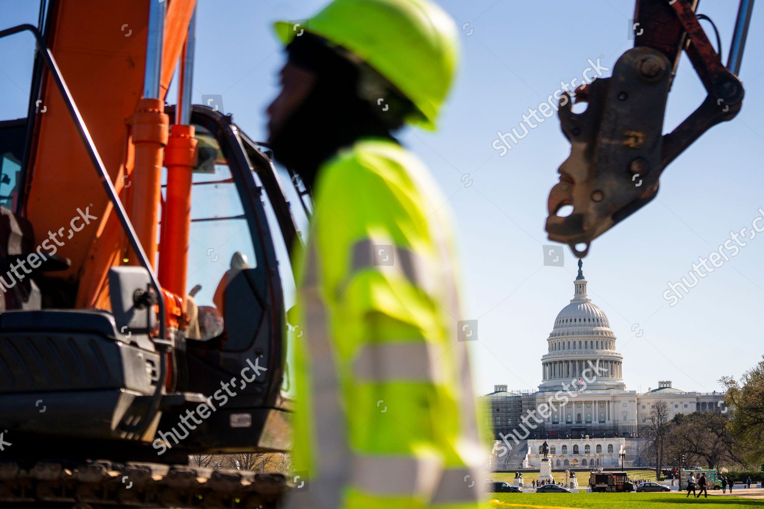 Construction Crew Does Roadwork On National Editorial Stock Photo ...