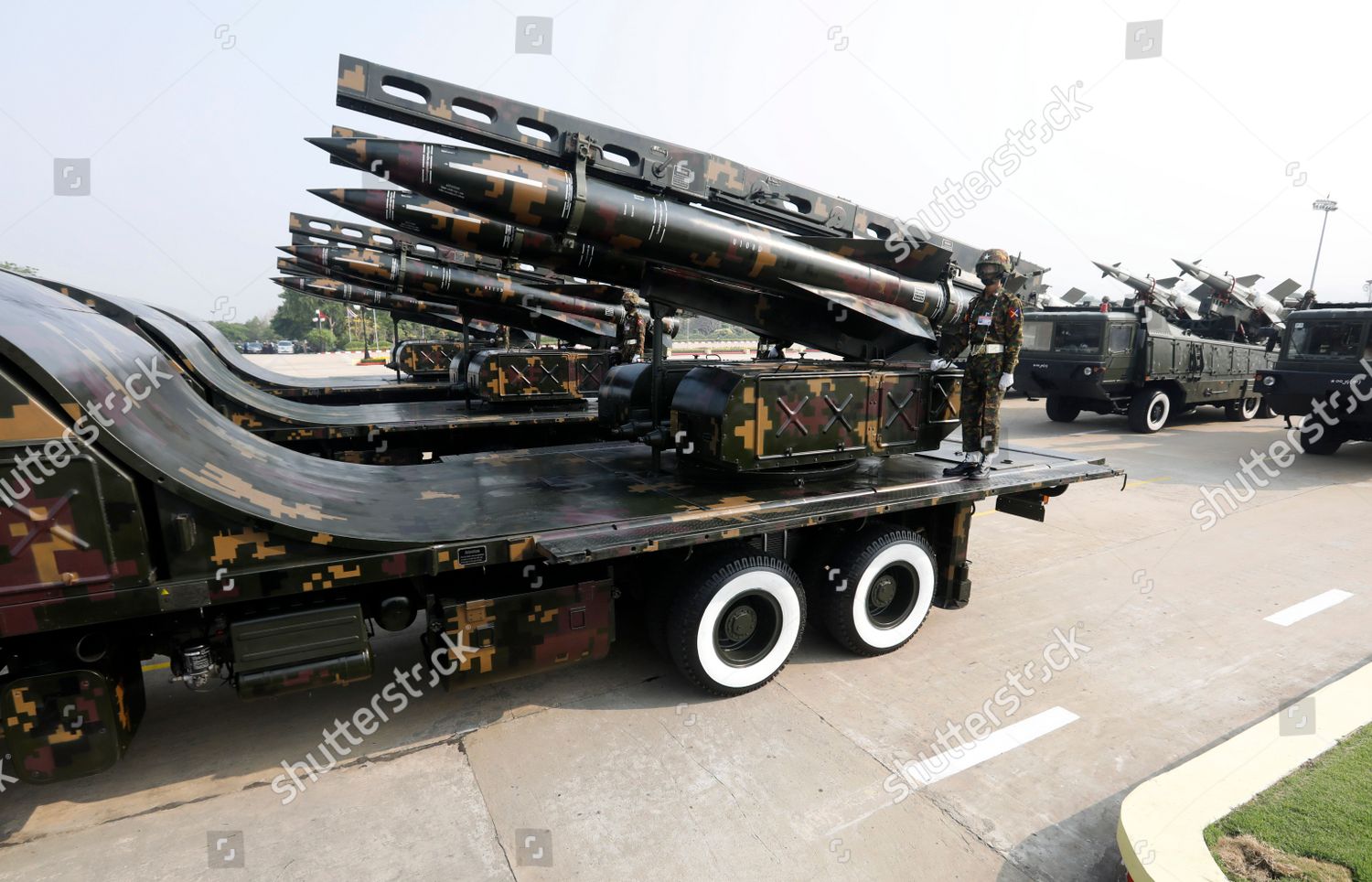 Myanmar Soldiers Stand On Military Vehicles Editorial Stock Photo ...