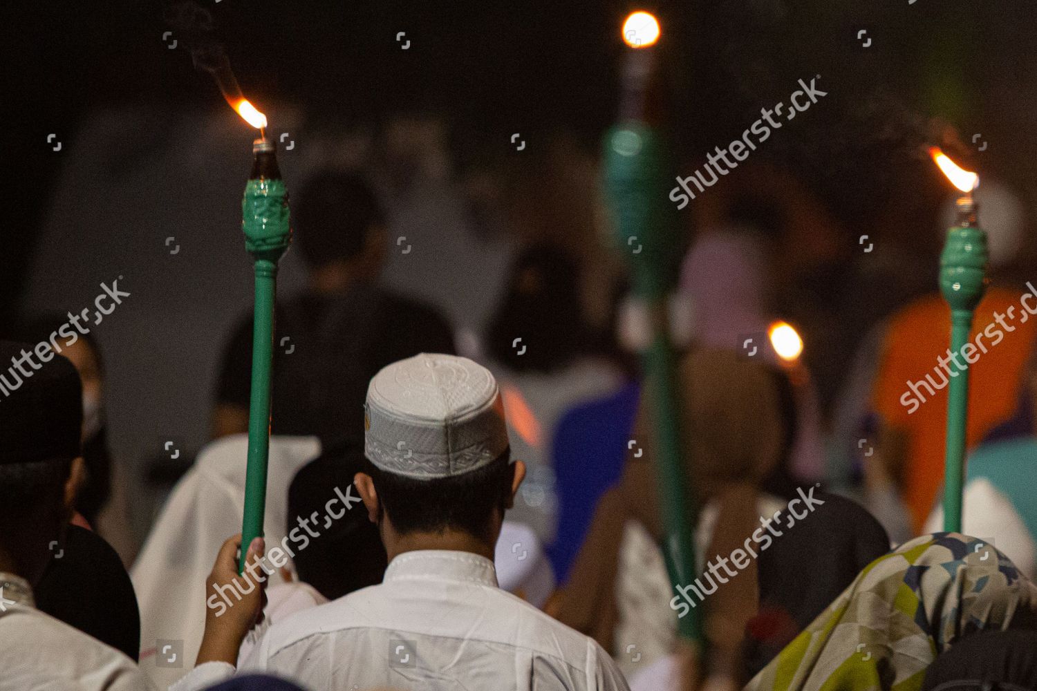 Indonesian Muslims Hold Torches During Torch Editorial Stock Photo ...