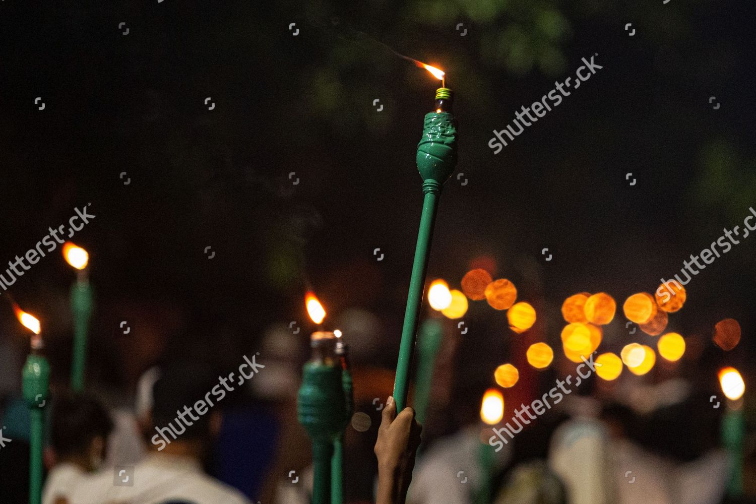 Indonesian Muslims Hold Torches During Torch Editorial Stock Photo ...