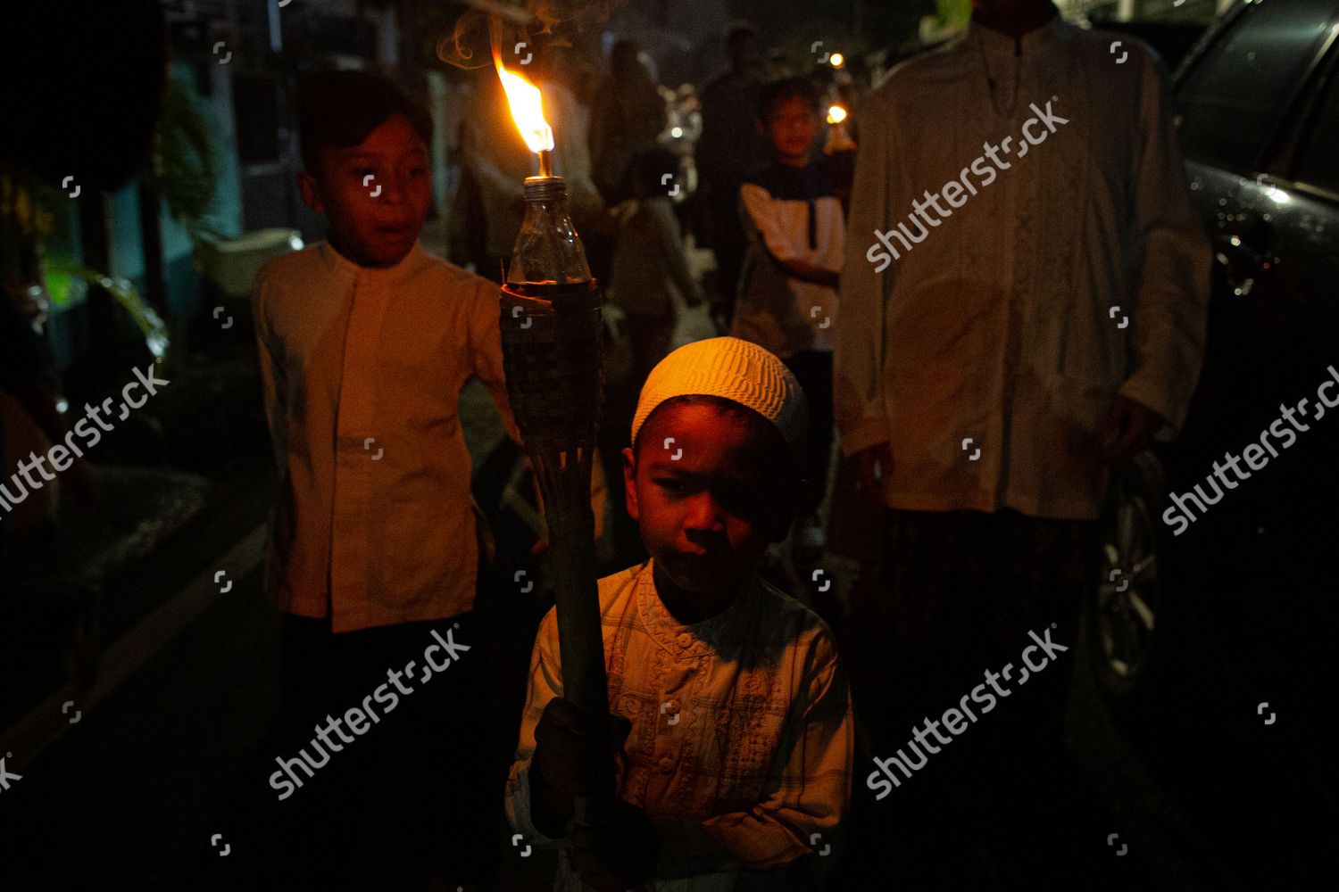 Indonesian Muslims Hold Torches During Torch Editorial Stock Photo ...